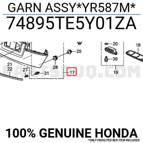 GARN ASSY*YR587M* 74895TE5Y01ZA | Honda Parts | PartSouq