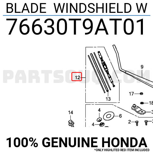 BLADE WINDSHIELD W 76630T9AT01 | Honda Parts | PartSouq