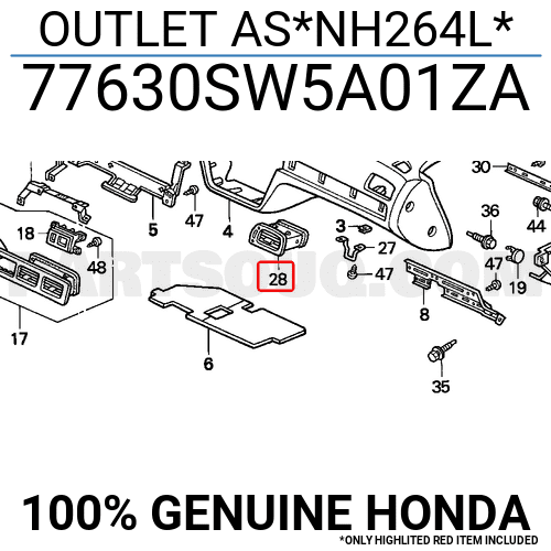 OUTLET AS*NH264L* 77630SW5A01ZA | Honda Parts | PartSouq