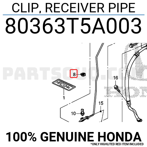 CLIP, RECEIVER PIPE 80363T5A003 | Honda Parts | PartSouq