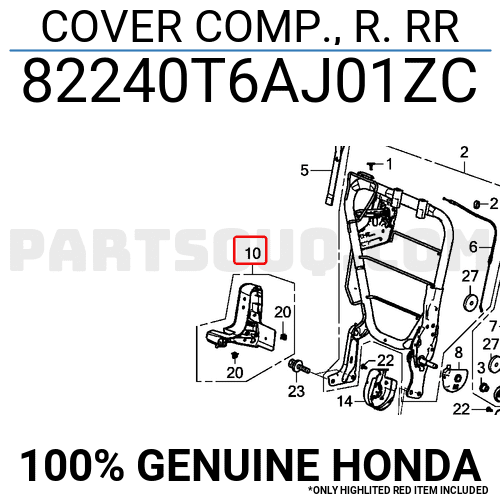 COVER COMP., R. RR 82240T6AJ01ZC | Honda Parts | PartSouq