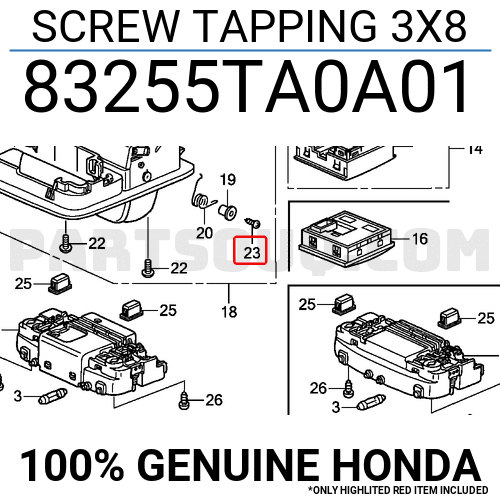 SCREW TAPPING 3X8 83255TA0A01 | Honda Parts | PartSouq