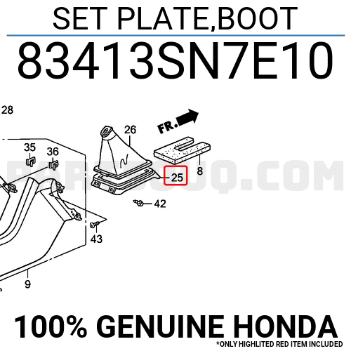 SET PLATE,BOOT 83413SN7E10 | Honda Parts | PartSouq