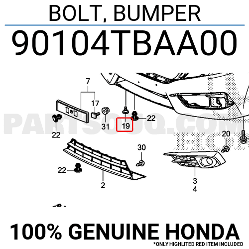 BOLT, BUMPER 90104TBAA00 | Honda Parts | PartSouq