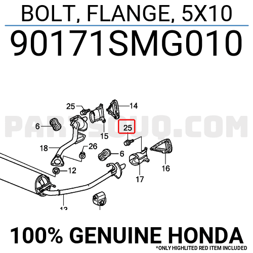 BOLT, FLANGE, 5X10 90171SMG010 | Honda Parts | PartSouq