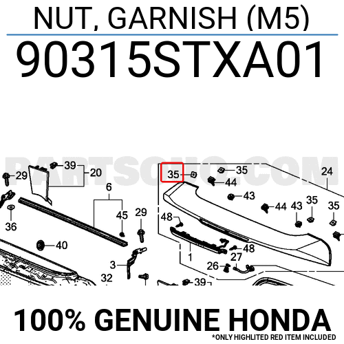 NUT, GARNISH (M5) 90315STXA01 | Honda Parts | PartSouq