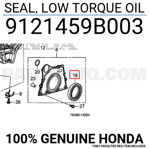SEAL, LOW TORQUE OIL 9121459B003 | Honda Parts | PartSouq