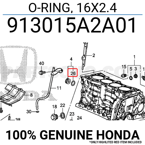O-RING, 16X2.4 913015A2A01 | Honda Parts | PartSouq