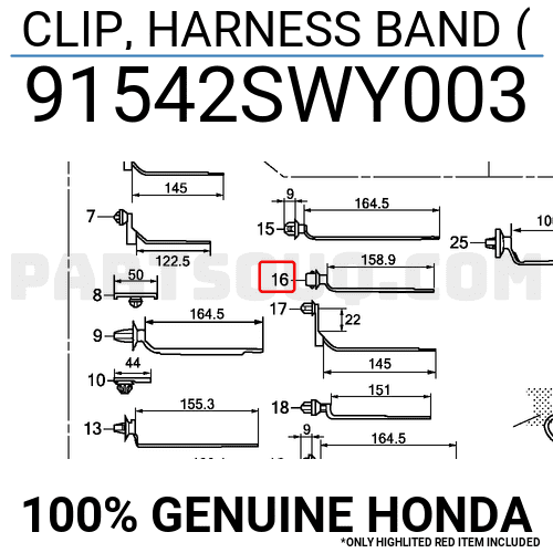 CLIP, HARNESS BAND ( 91542SWY003 | Honda Parts | PartSouq