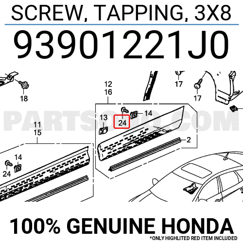 SCREW, TAPPING, 3X8 93901221J0 | Honda Parts | PartSouq