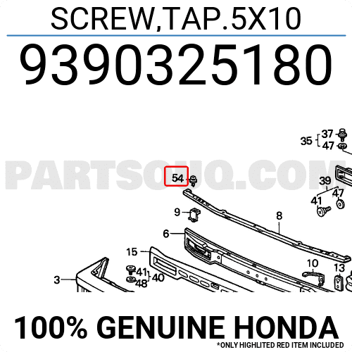 SCREW,TAP.5X10 9390325180 | Honda Parts | PartSouq