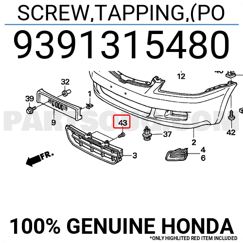 SCREW,TAPPING,(PO 9391315480 | Honda Parts | PartSouq