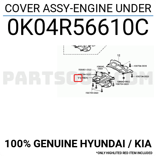 COVER ASSY-ENGINE UNDER 0K04R56610C | Hyundai / KIA Parts | PartSouq