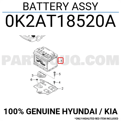 BATTERY ASSY 0K2AT18520A | Hyundai / KIA Parts | PartSouq