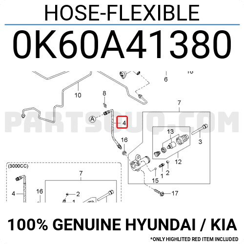HOSE-FLEXIBLE 0K60A41380 | Hyundai / KIA Parts | PartSouq
