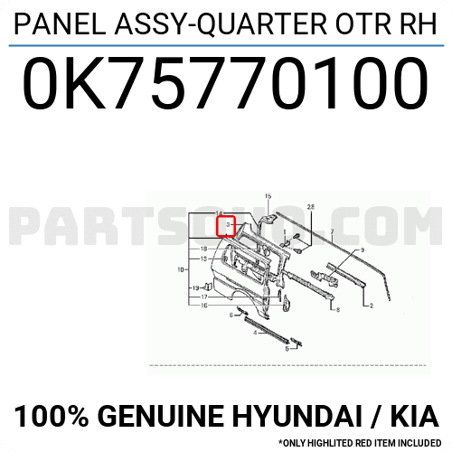 PANEL ASSY-QUARTER OTR RH 0K75770100 | Hyundai / KIA Parts | PartSouq