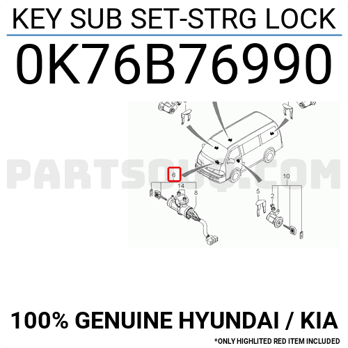 KEY SUB SET-STRG LOCK 0K76B76990 | Hyundai / KIA Parts | PartSouq