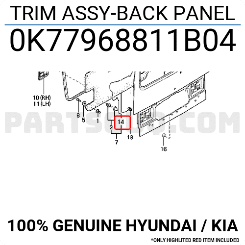 TRIM ASSY-BACK PANEL 0K77968811B04 | Hyundai / KIA Parts | PartSouq