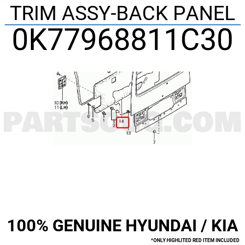 TRIM ASSY-BACK PANEL 0K77968811C30 | Hyundai / KIA Parts | PartSouq