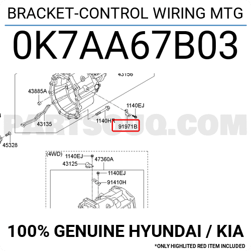 BRACKET-CONTROL WIRING MTG 0K7AA67B03 | Hyundai / KIA Parts | PartSouq