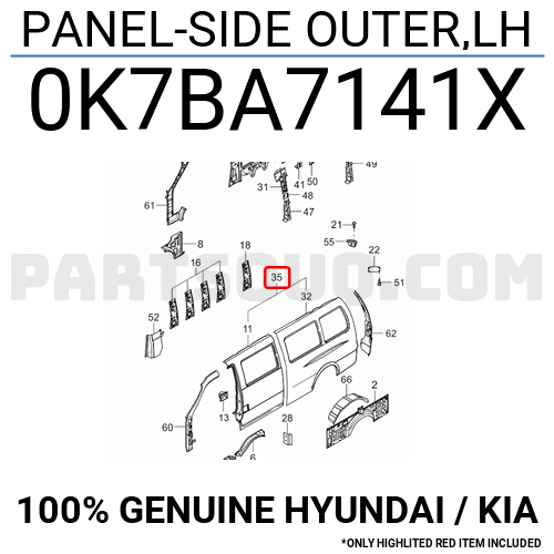 PANEL-SIDE OUTER,LH 0K7BA7141X | Hyundai / KIA Parts | PartSouq
