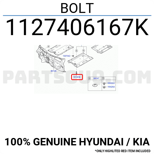 BOLT 1127406167K | Hyundai / KIA Parts | PartSouq