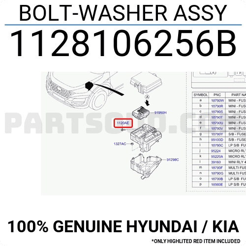 BOLT-WASHER ASSY 1128106256B | Hyundai / KIA Parts | PartSouq