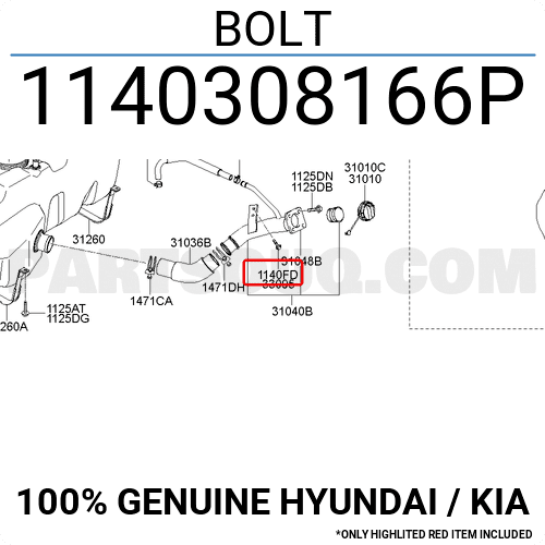 BOLT 1140308166P | Hyundai / KIA Parts | PartSouq