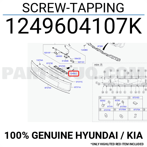 SCREW-TAPPING 1249604107K | Hyundai / KIA Parts | PartSouq