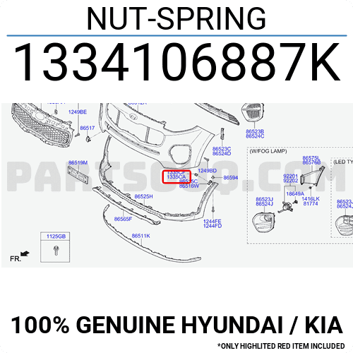 NUT-SPRING 1334106887K | Hyundai / KIA Parts | PartSouq