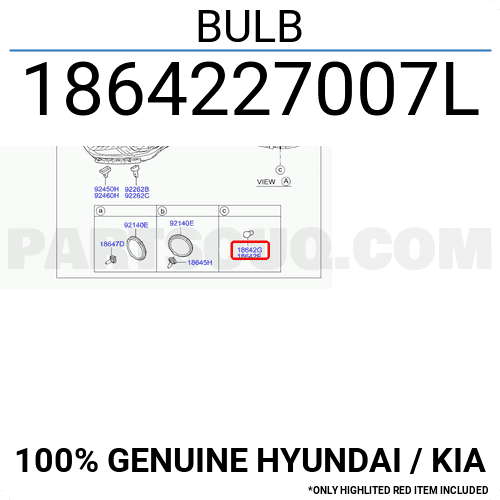 BULB 1864227007L | Hyundai / KIA Parts | PartSouq