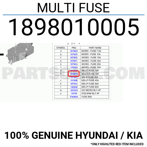 MULTI FUSE 1898010005 | Hyundai / KIA Parts | PartSouq