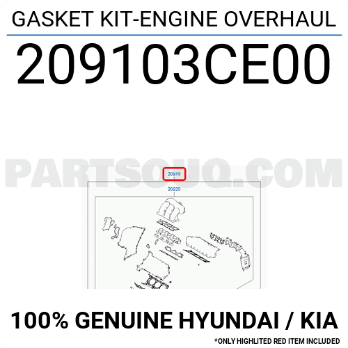 GASKET KIT-ENGINE OVERHAUL 209103CE00 | Hyundai / KIA Parts | PartSouq