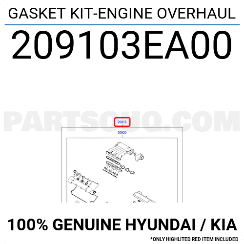 GASKET KIT-ENGINE OVERHAUL 209103EA00 | Hyundai / KIA Parts | PartSouq