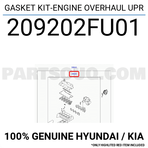 GASKET KIT-ENGINE OVERHAUL UPR 209202FU01 | Hyundai / KIA Parts | PartSouq