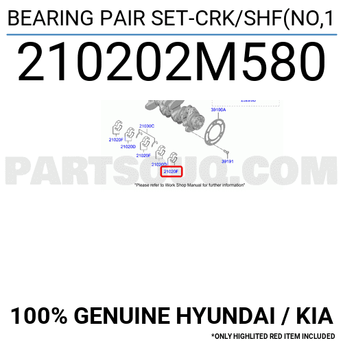 BEARING PAIR SET-CRK/SHF(NO,1 210202M580 | Hyundai / KIA Parts | PartSouq