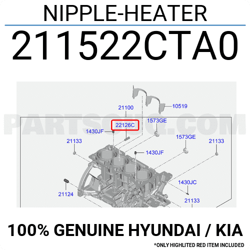 NIPPLE-HEATER 211522CTA0 | Hyundai / KIA Parts | PartSouq