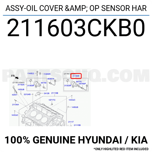 ASSY-OIL COVER & OP SENSOR HAR 211603CKB0 | Hyundai / KIA Parts | PartSouq