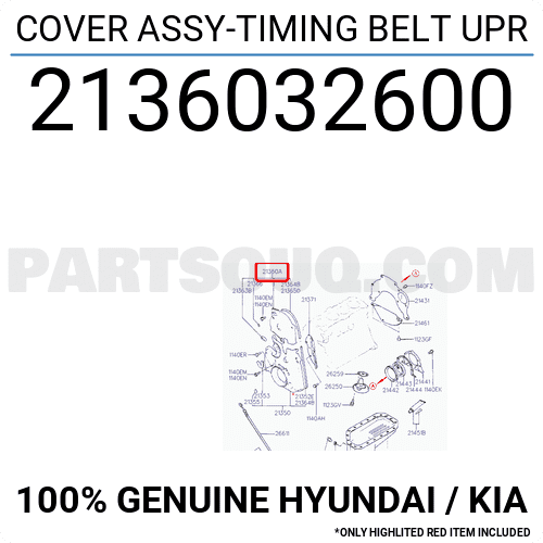 COVER ASSY-TIMING BELT UPR 2136032600 | Hyundai / KIA Parts | PartSouq