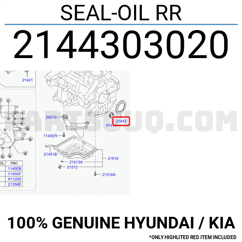 SEAL-OIL RR 2144303020 | Hyundai / KIA Parts | PartSouq