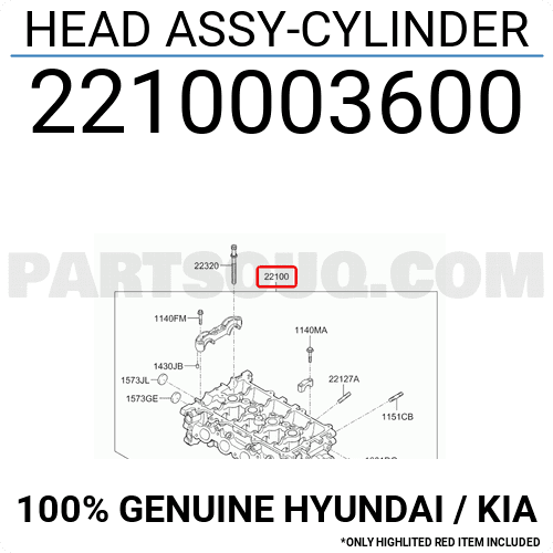 HEAD ASSY-CYLINDER 2210003600 | Hyundai / KIA Parts | PartSouq