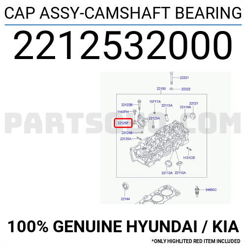 CAP ASSY-CAMSHAFT BEARING 2212532000 | Hyundai / KIA Parts | PartSouq