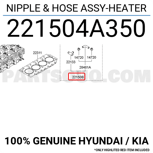 NIPPLE & HOSE ASSY-HEATER 221504A350 | Hyundai / KIA Parts | PartSouq