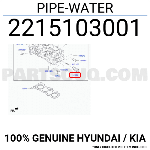 PIPE-WATER 2215103001 | Hyundai / KIA Parts | PartSouq