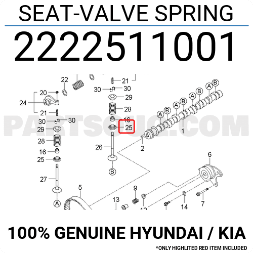 SEAT-VALVE SPRING 2222511001 | Hyundai / KIA Parts | PartSouq