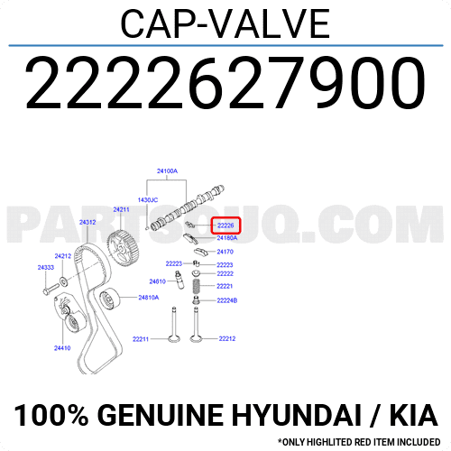 CAP-VALVE 2222627900 | Hyundai / KIA Parts | PartSouq