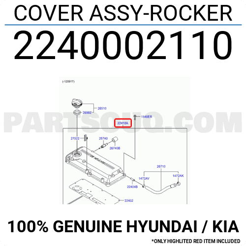 COVER ASSY-ROCKER 2240002110 | Hyundai / KIA Parts | PartSouq