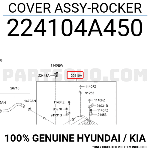 COVER ASSY-ROCKER 224104A450 | Hyundai / KIA Parts | PartSouq