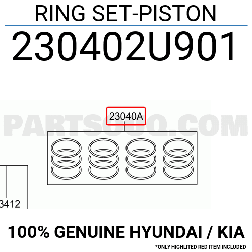 RING SET-PISTON 230402U901 | Hyundai / KIA Parts | PartSouq