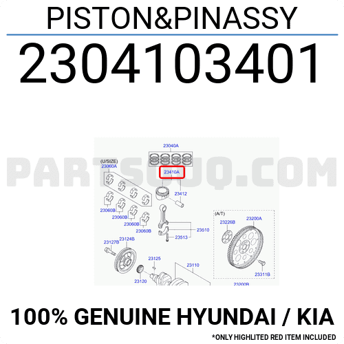 PISTON&PINASSY 2304103401 | Hyundai / KIA Parts | PartSouq